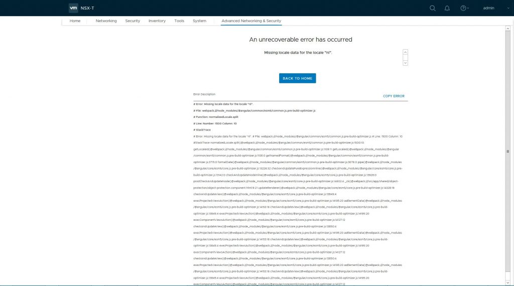 Nsx T Missing Locale Data For The Locale Xx My Software Defined Datacenter