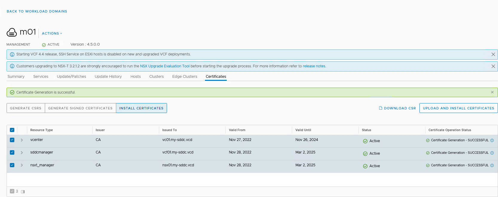 VCF on VCD: 2a – Certificates – My Software Defined DataCenter